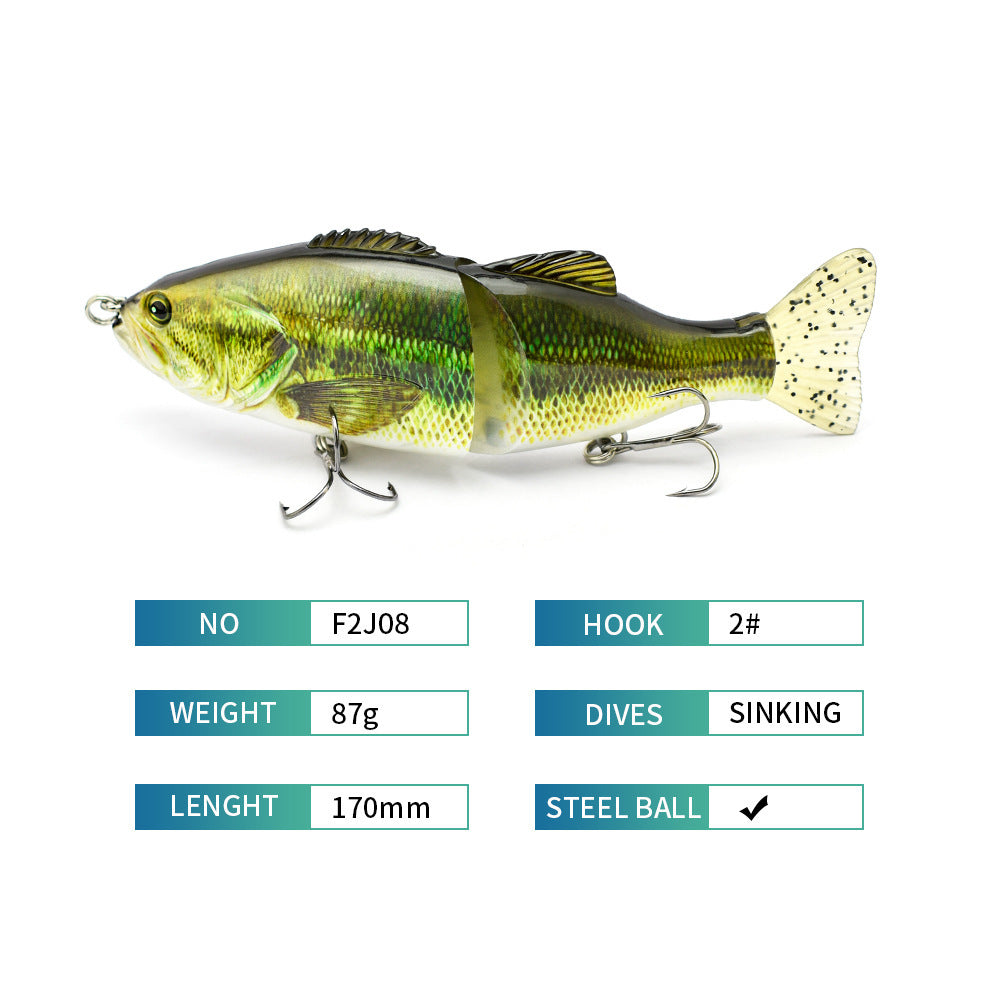 Multi-Section Hard & Soft Bait Lure – Realistic Jointed Lure – fishing ...