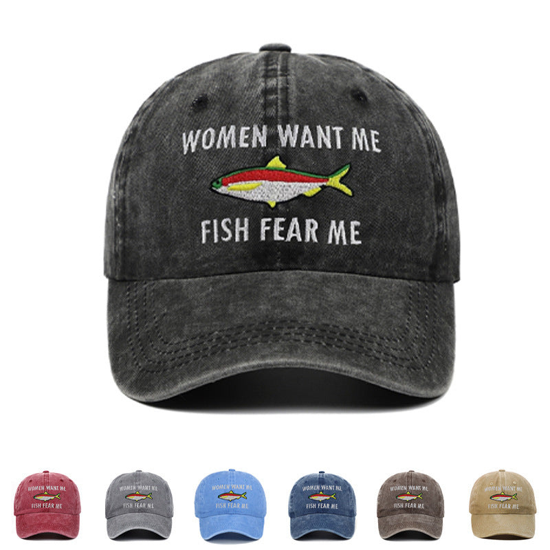 Fisherman Embroidered Fishing Hat – Unisex Cotton Sun Cap for Fishing ...
